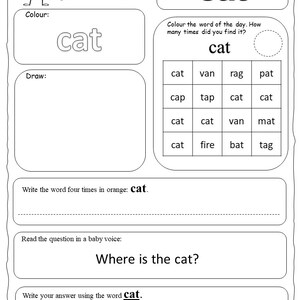 CVC Words Worksheets, One Word A Day Practice - Etsy