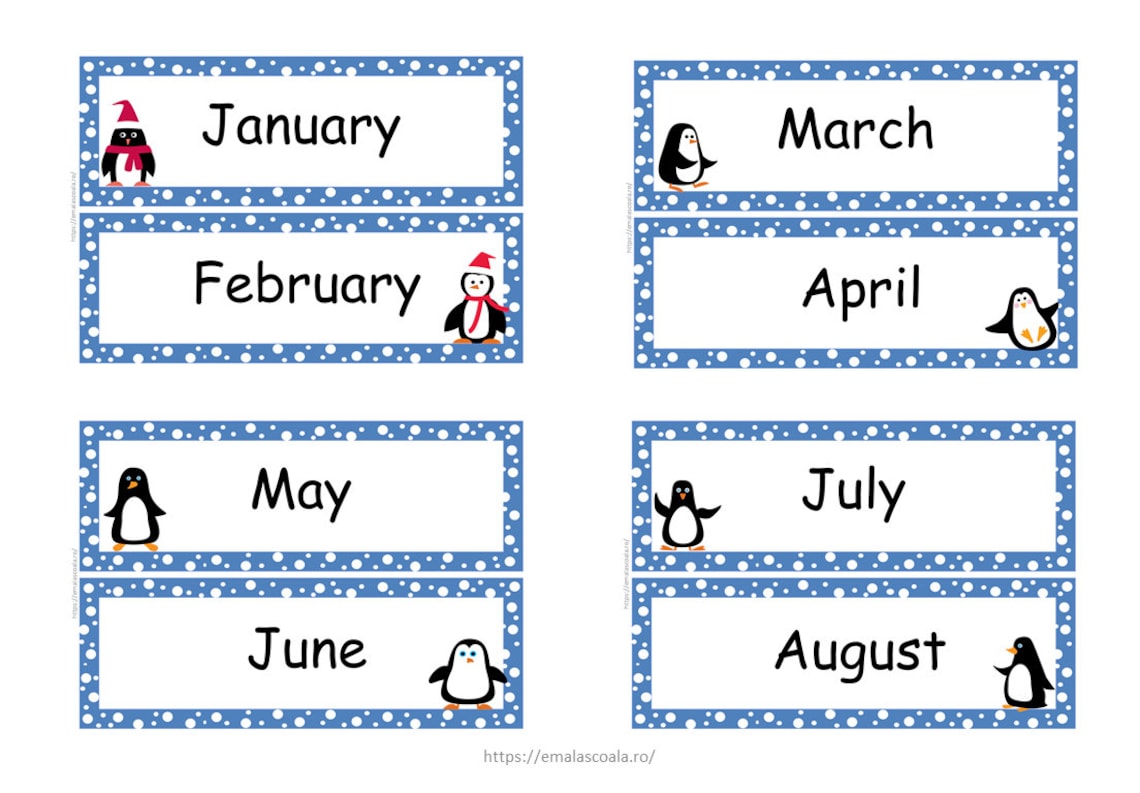 Penguin Theme Calendar for Kids Printable Classroom Calendar - Etsy