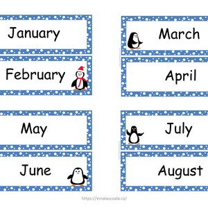 Penguin Theme Calendar for Kids, Printable Classroom Calendar, Digital ...