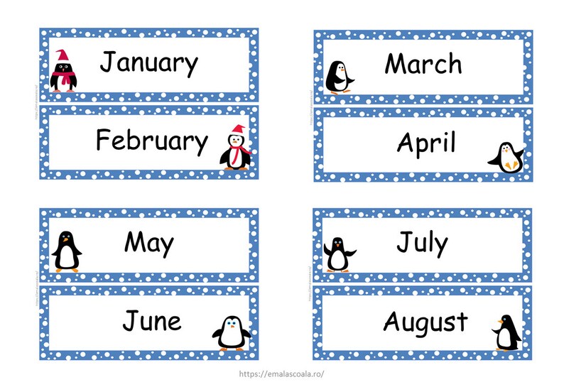 Penguin Theme Calendar for Kids Printable Classroom Calendar | Etsy