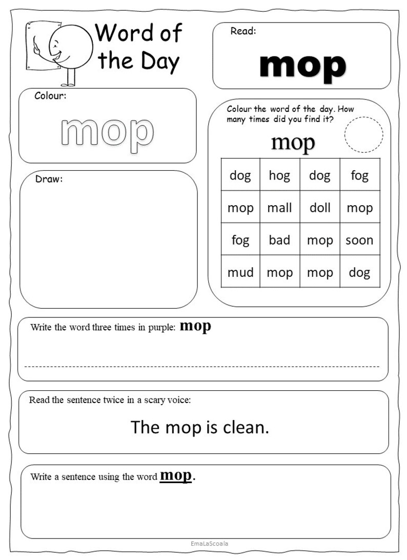 CVC Words Worksheets, One Word A Day Practice - Etsy