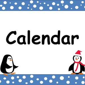 Penguin Theme Calendar for Kids, Printable Classroom Calendar, Digital ...