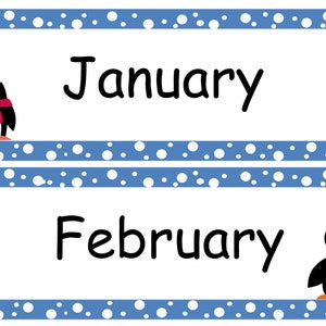 Penguin Theme Calendar for Kids, Printable Classroom Calendar, Digital ...