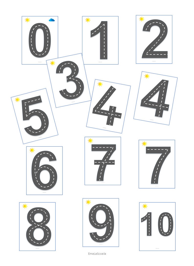 Number Mats Tracing Numbers Printable Race Car Mats Instant - Etsy