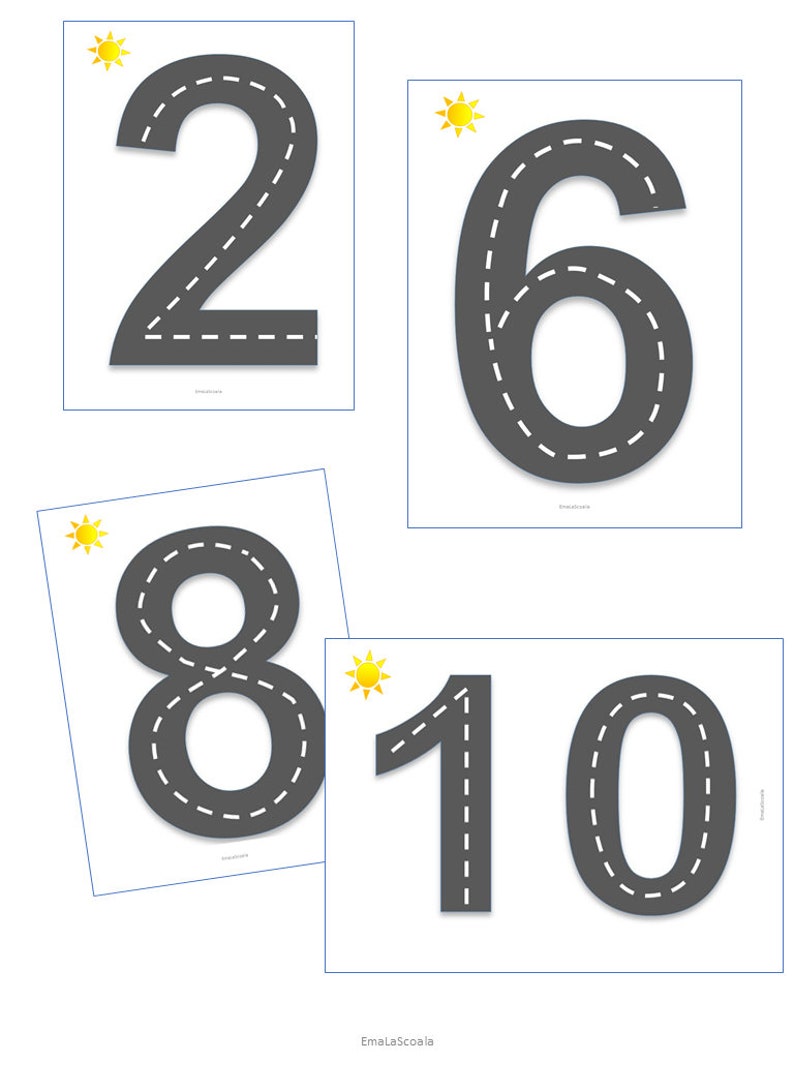 Number Mats Tracing Numbers Printable Race Car Mats Instant - Etsy