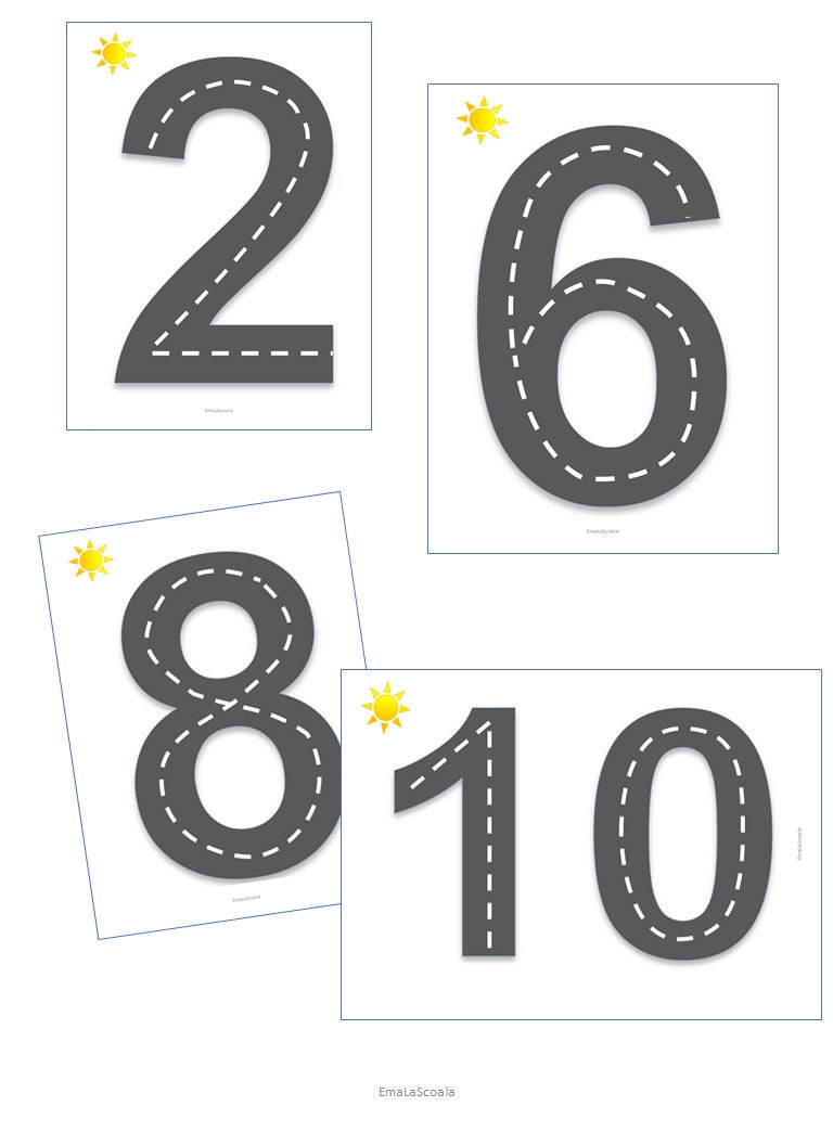 Number Mats Tracing Numbers Printable Race Car Mats Instant - Etsy