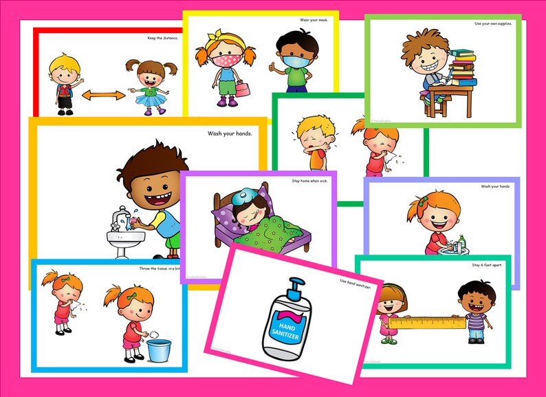 Social Distance Posters, School Health Rules - Etsy