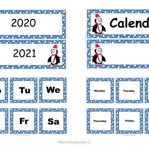 Penguin Theme Calendar for Kids, Printable Classroom Calendar, Digital ...
