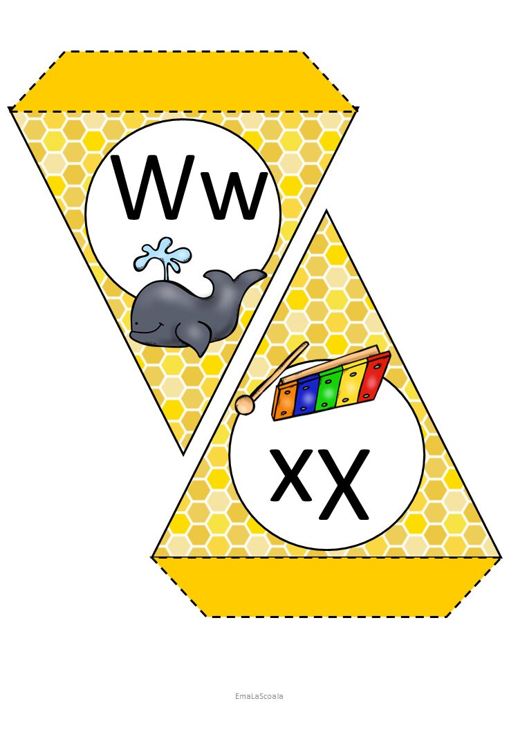 Alphabet Letter Banner With Bee Theme, Digital Printable Pennant Flags ...