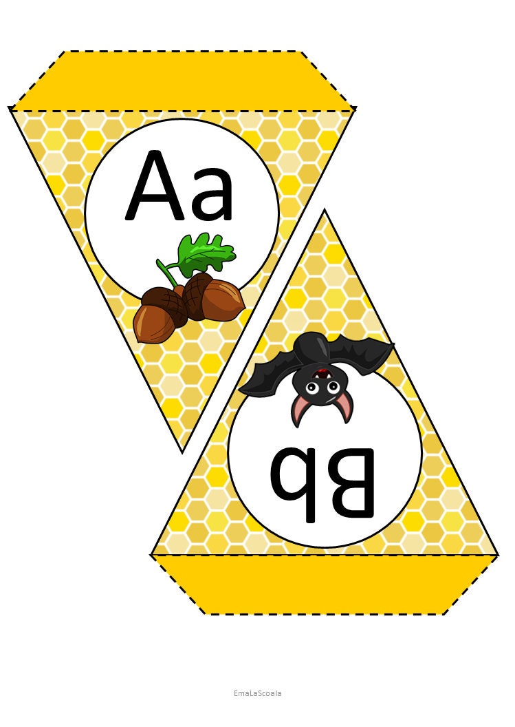 Alphabet Letter Banner With Bee Theme, Digital Printable Pennant Flags ...