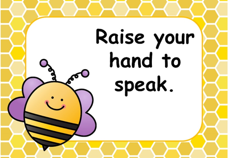 Bee Theme Classroom Rules Printable Posters | Etsy