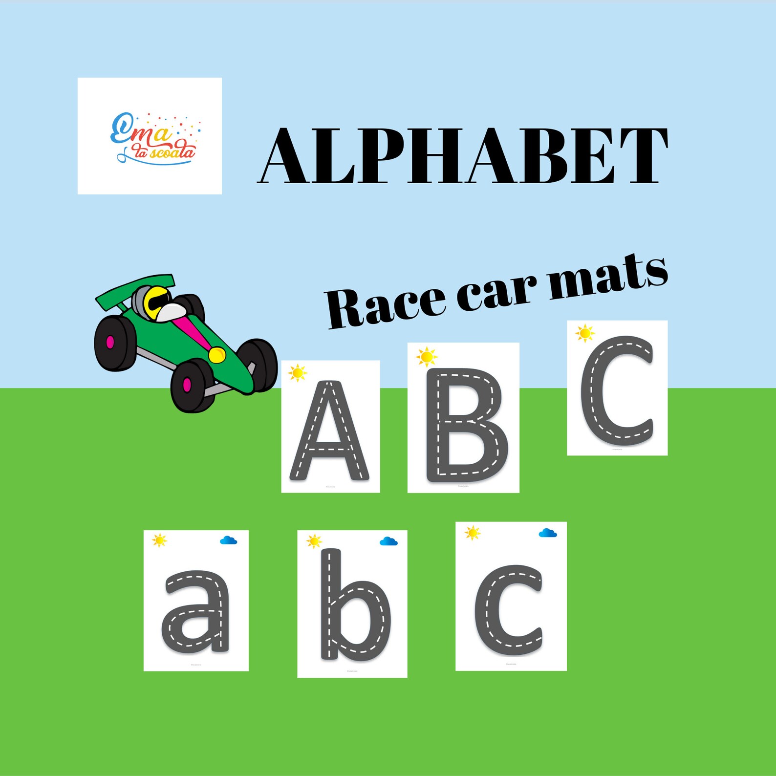 Alphabet Race Car Mats, Printable Alphabet Letters, Tracing Letters - Etsy