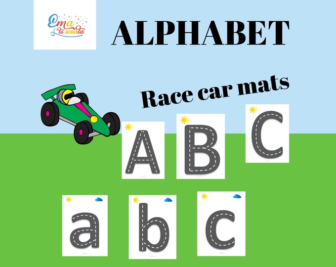 Alphabet Race Car Mats Printable Alphabet Letters Tracing | Etsy