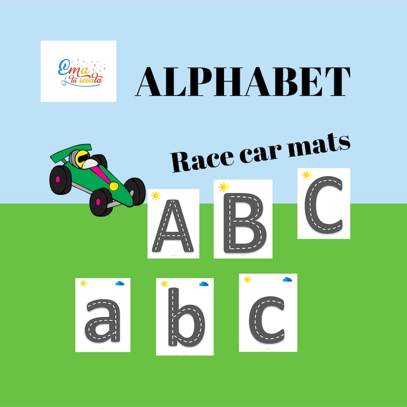 Alphabet Race Car Mats, Printable Alphabet Letters, Tracing Letters - Etsy
