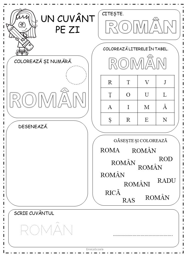 One Word A Day Kindergarten Worksheets in Romanian - Etsy