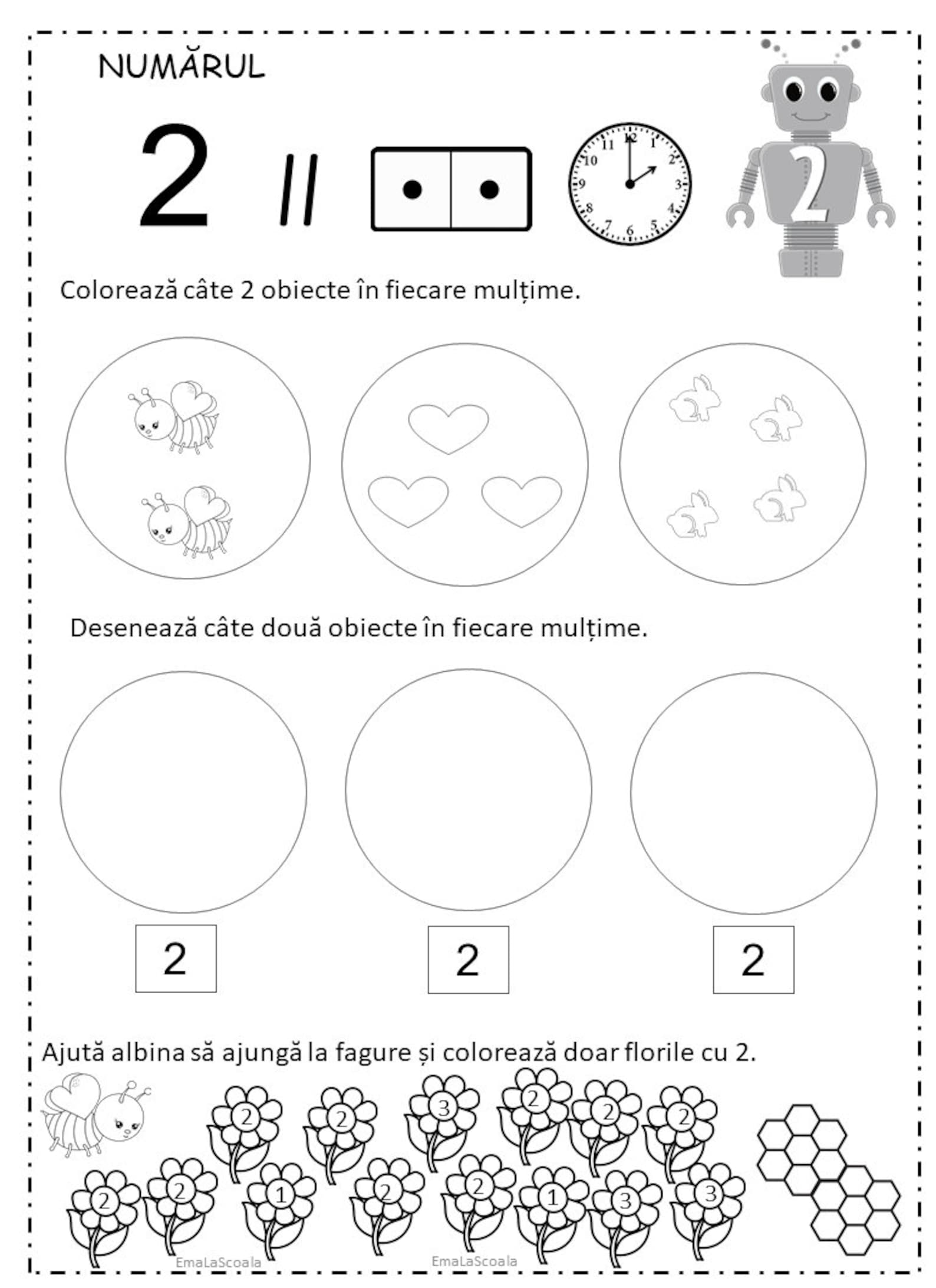 Numbers Worksheets and Activities in Romanian, Numbers From 1 to 10 - Etsy