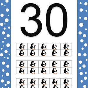 Printable Numbers Posters, Penguin Theme, Classroom Bulletin Board - Etsy