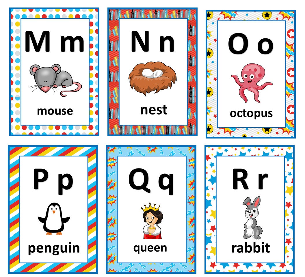 Alphabet Posters, Classroom Decor Printable Posters, Superhero Theme - Etsy