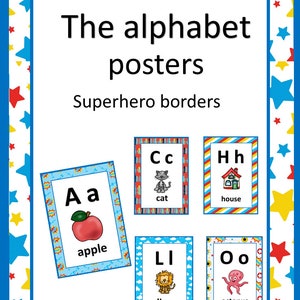 Alphabet Posters, Classroom Decor Printable Posters, Superhero Theme - Etsy