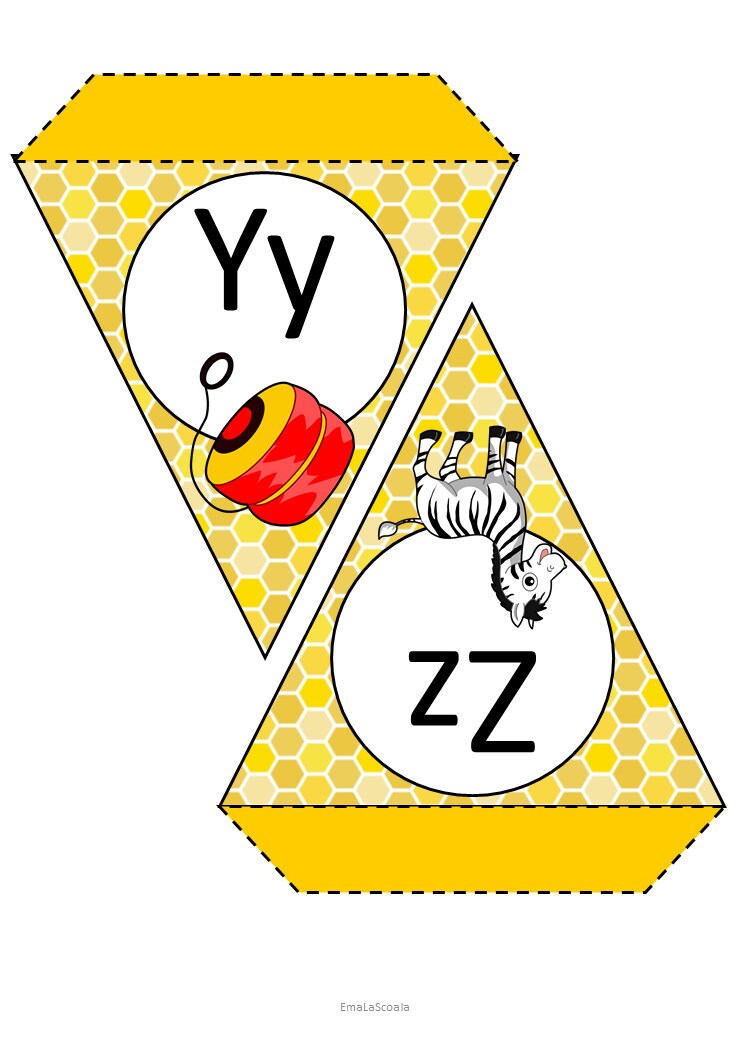 Alphabet Letter Banner With Bee Theme, Digital Printable Pennant Flags ...