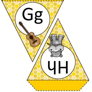 Alphabet Letter Banner With Bee Theme, Digital Printable Pennant Flags ...