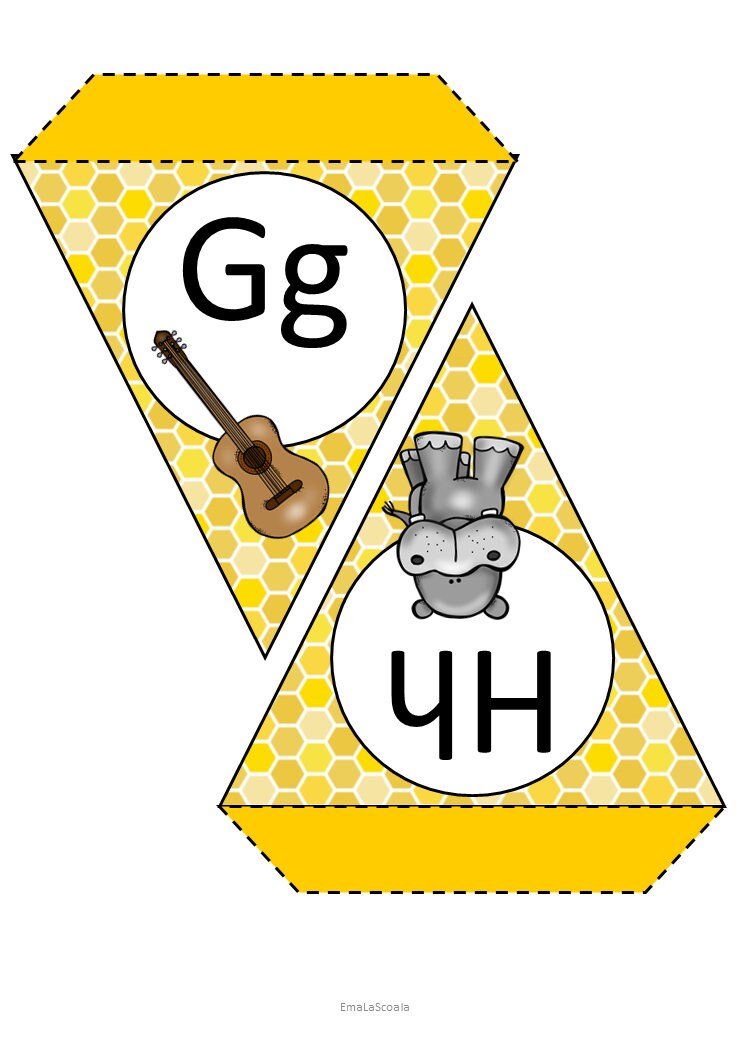 Alphabet Letter Banner With Bee Theme, Digital Printable Pennant Flags ...