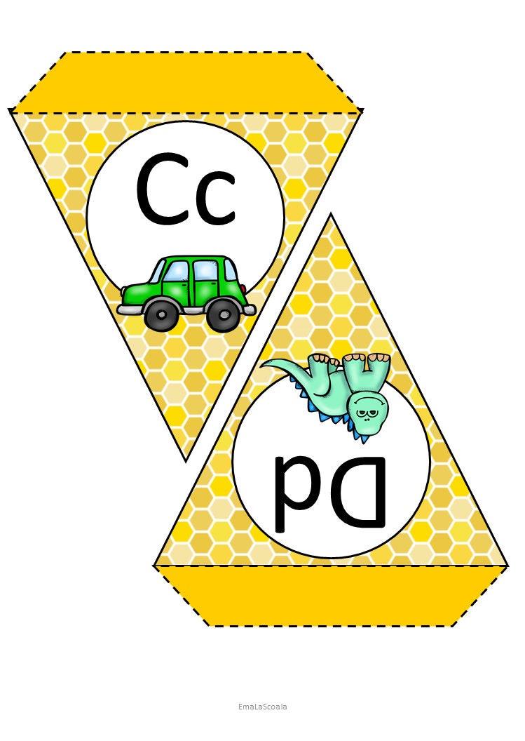 Alphabet Letter Banner With Bee Theme, Digital Printable Pennant Flags ...