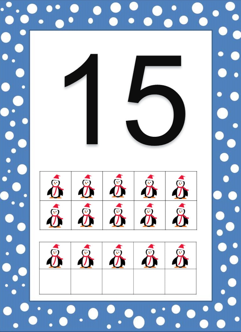 Printable Numbers Posters, Penguin Theme, Classroom Bulletin Board - Etsy