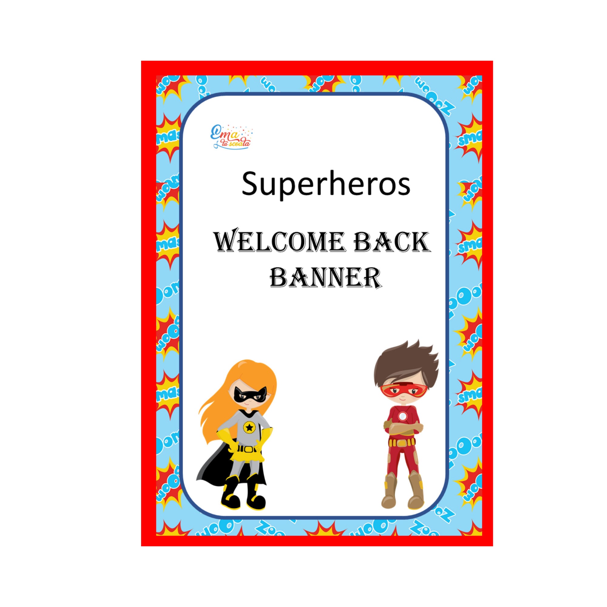 Superhero Welcome Banner, Printable Welcome Sign, Digital Classroom ...