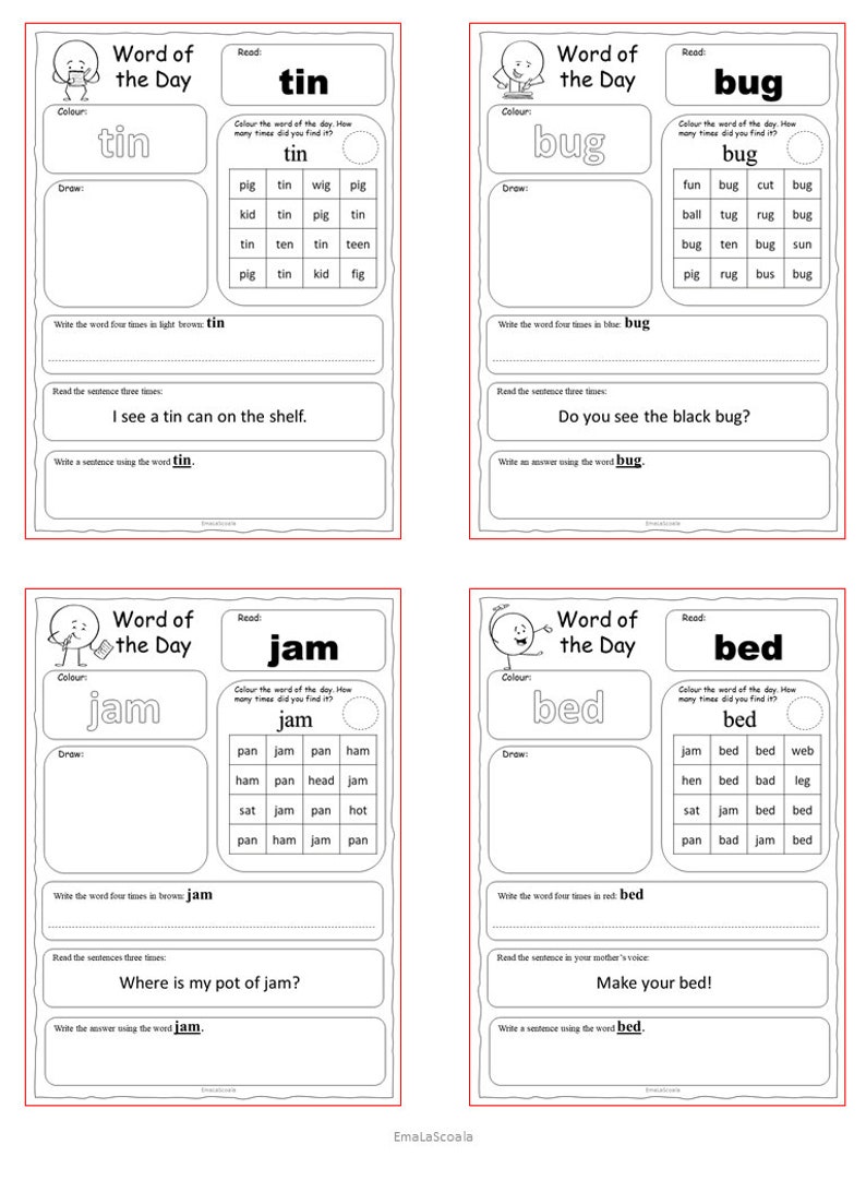 CVC Words Worksheets, One Word A Day Practice - Etsy