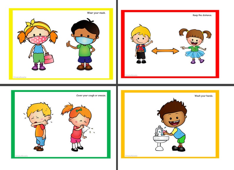 Social Distance Posters, School Health Rules - Etsy