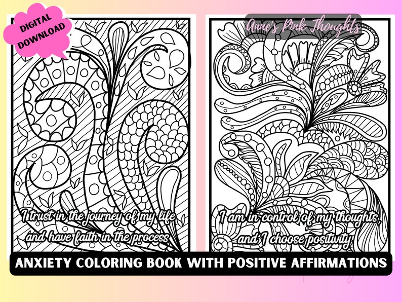 Anxiety Coloring Book for Adults and Teens With Positive Affirmations ...