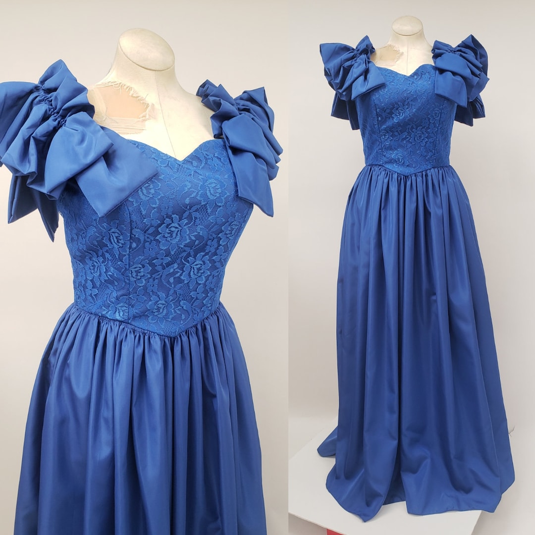 Vintage Prom Dress M 80s Vintage Prom Dress Blue Prom Dress Blue Formal ...