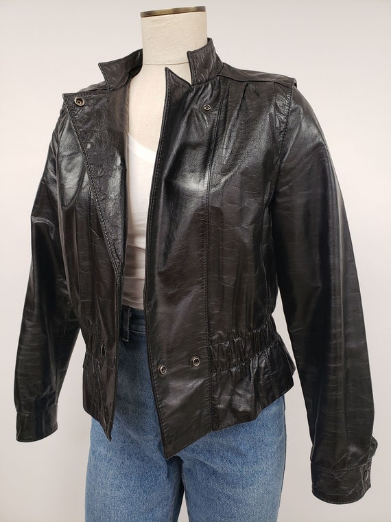 Cleaned Leather- 80s vintage leather jacket size 7/8 … - Gem