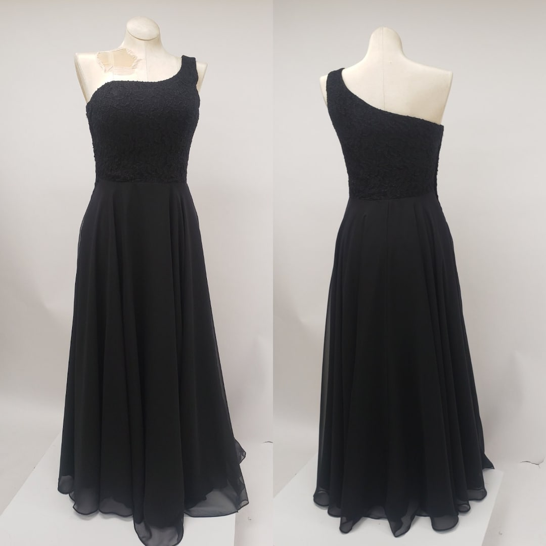 90s Formal Dress M Vintage Prom Dress M Black Gown Cold Shoulder ...