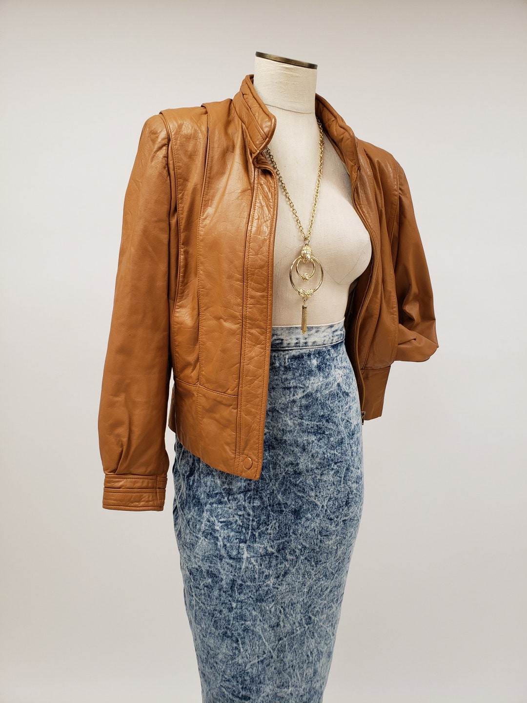 70s Vintage Leather Jacket: Honeycomb Cropped Moto Style (size S/M) - Etsy