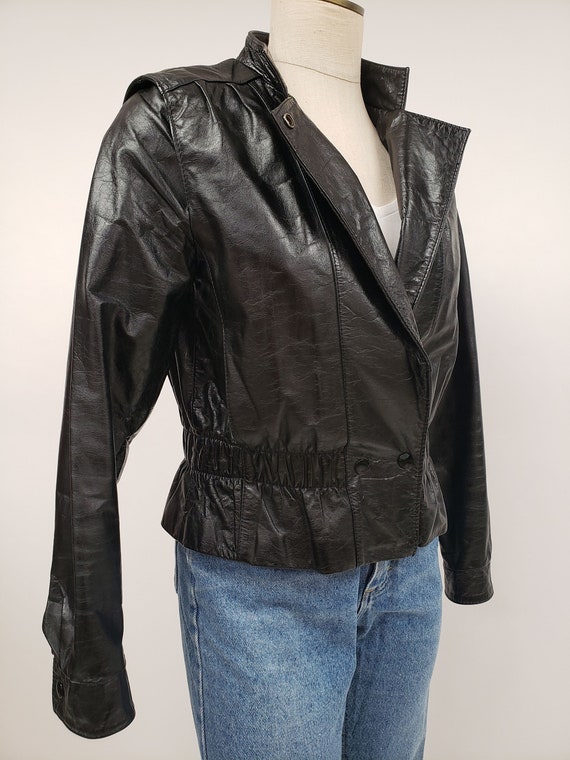 Cleaned Leather- 80s vintage leather jacket size 7/8 … - Gem