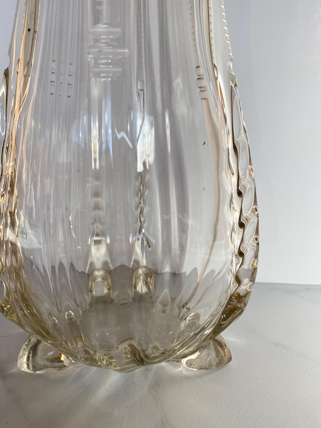 Vintage Glass Large Vase. | Art Deco Footed Vase - Etsy
