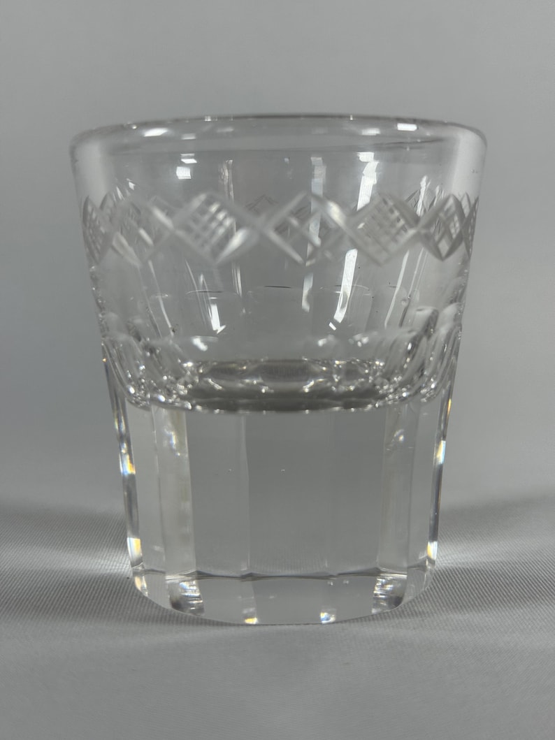 Vintage Cut Crystal Shot Glasses | Diamond Lattice Barware Pair - Etsy