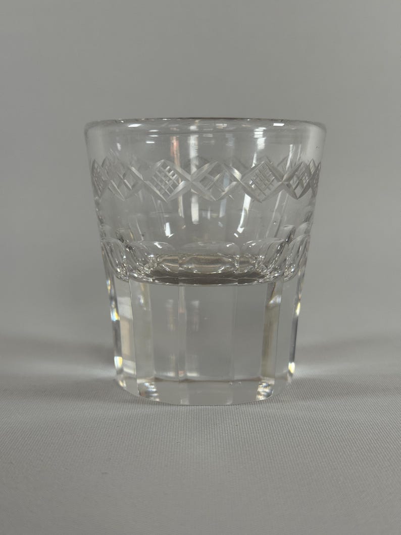 Vintage Cut Crystal Shot Glasses | Diamond Lattice Barware Pair - Etsy