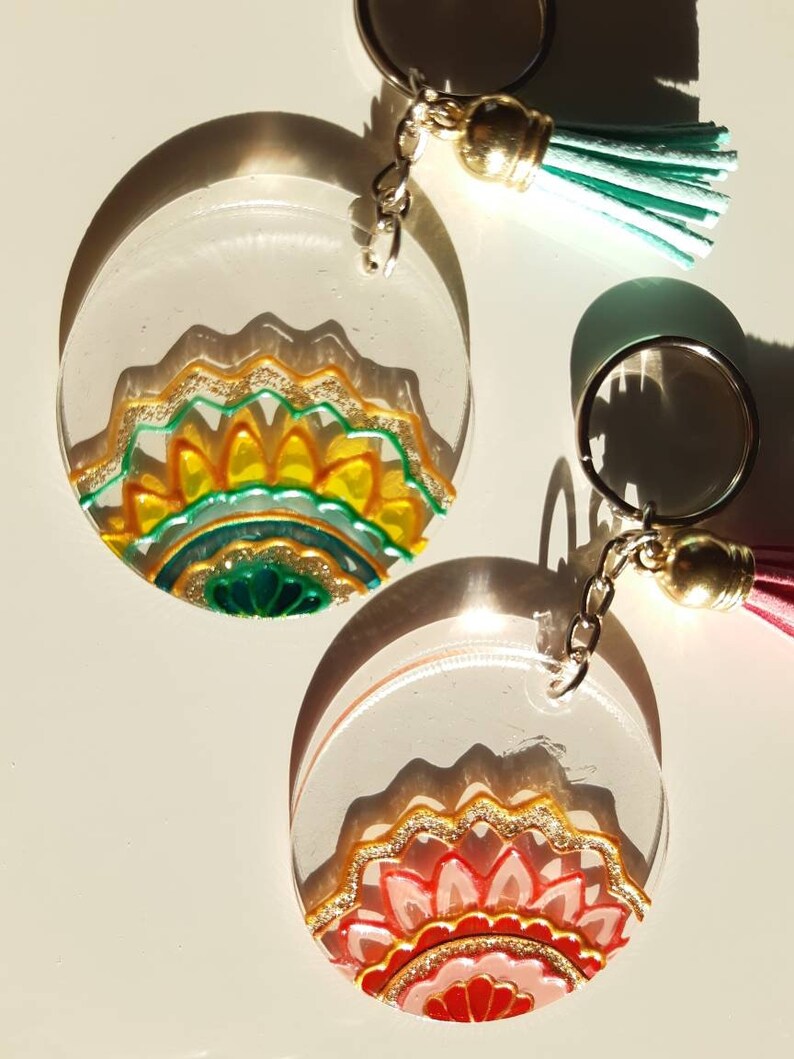 Mandala Keyring Charm, Mandala Keychain, Mandala Pendant, Mandala Charm ...