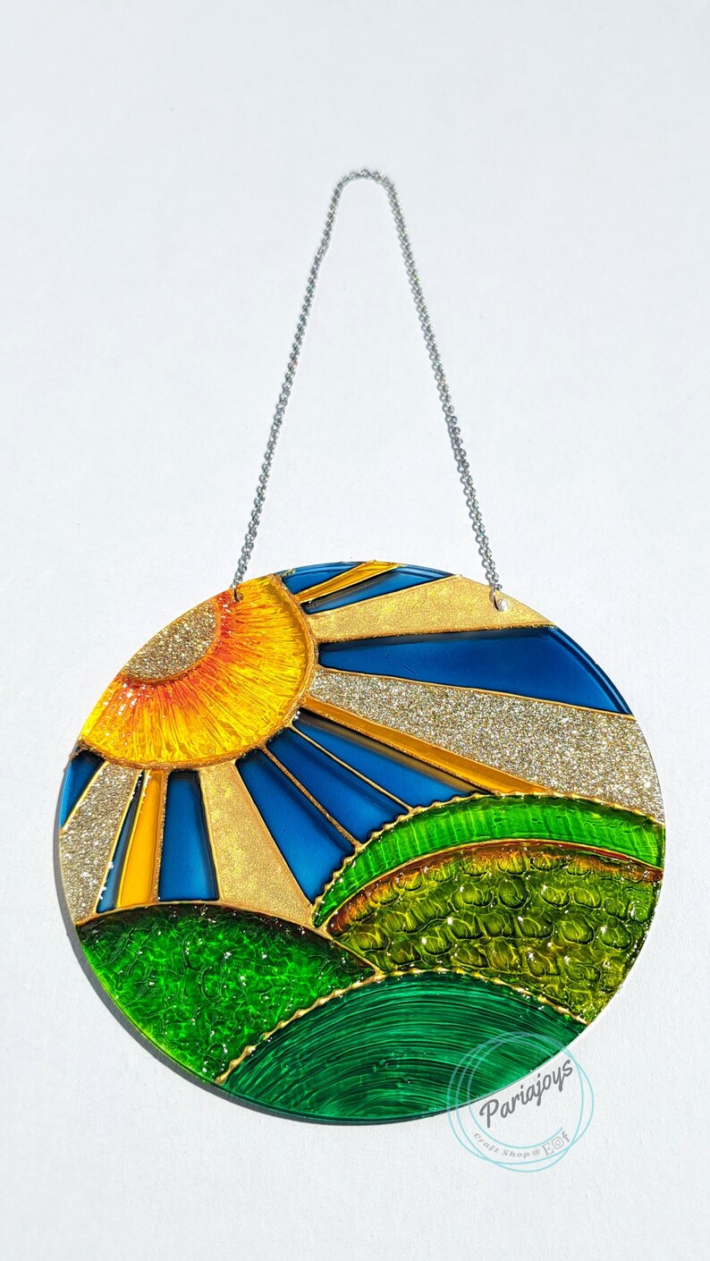 Acrylic Disc Suncatcher, Sunny Field Suncatcher, Hand Painted ...