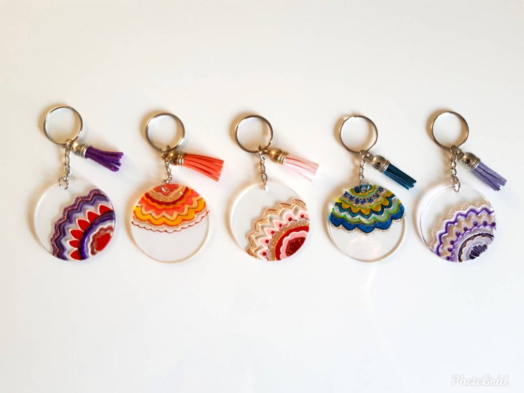 Mandala Keyrings, Mandala Charm Keychain, Personalised Keyring, Mandala ...