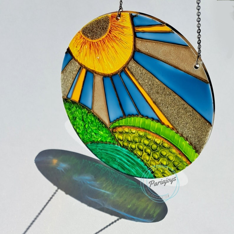 Acrylic Disc Suncatcher, Sunny Field Suncatcher, Hand Painted ...