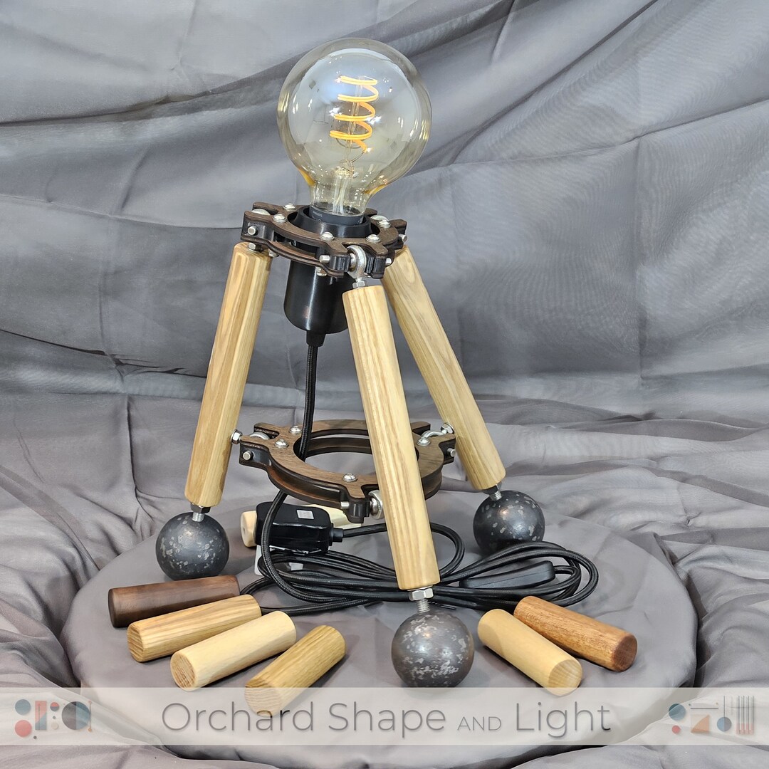 Tri-leg Lamp Small Custom Solid Wood Steel Tripod Desk Table Nightstand ...