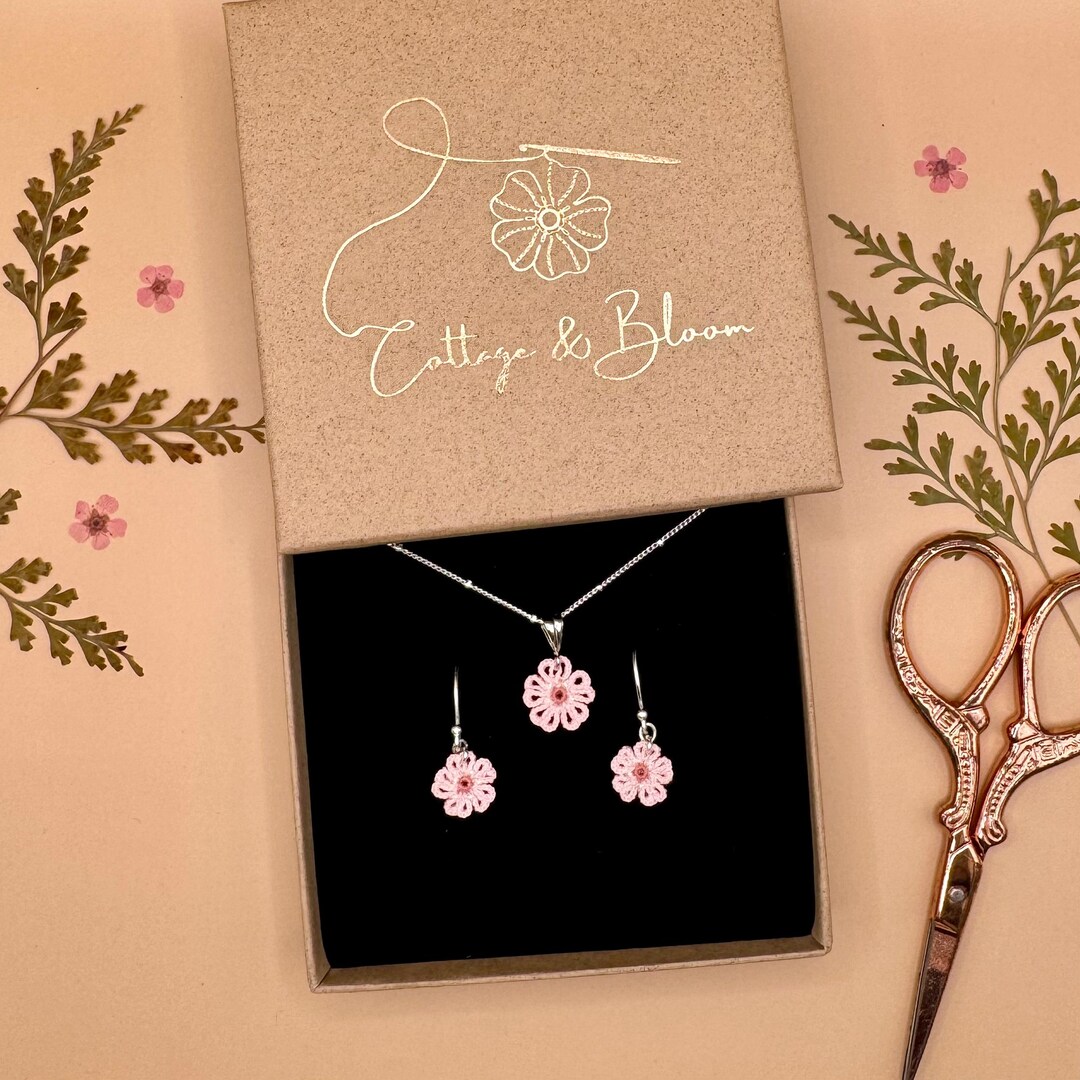 Cherry Blossom Jewellery Gift Set, 925 Silver Flower Jewellery Gift Set ...