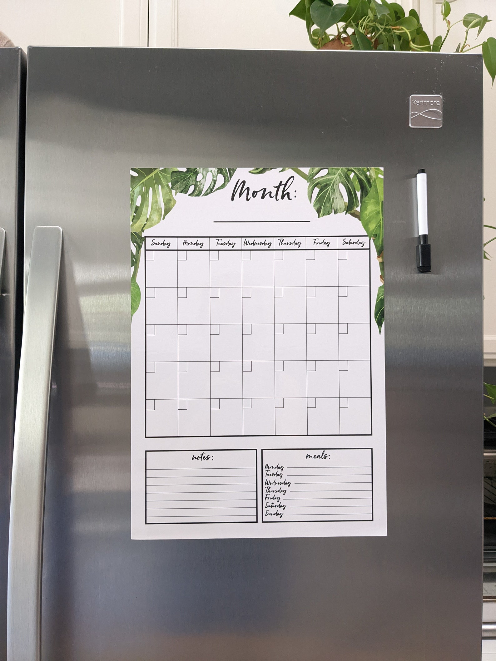Dry Erase Whiteboard Kitchen Calendar for Fridge Magnetic - Etsy