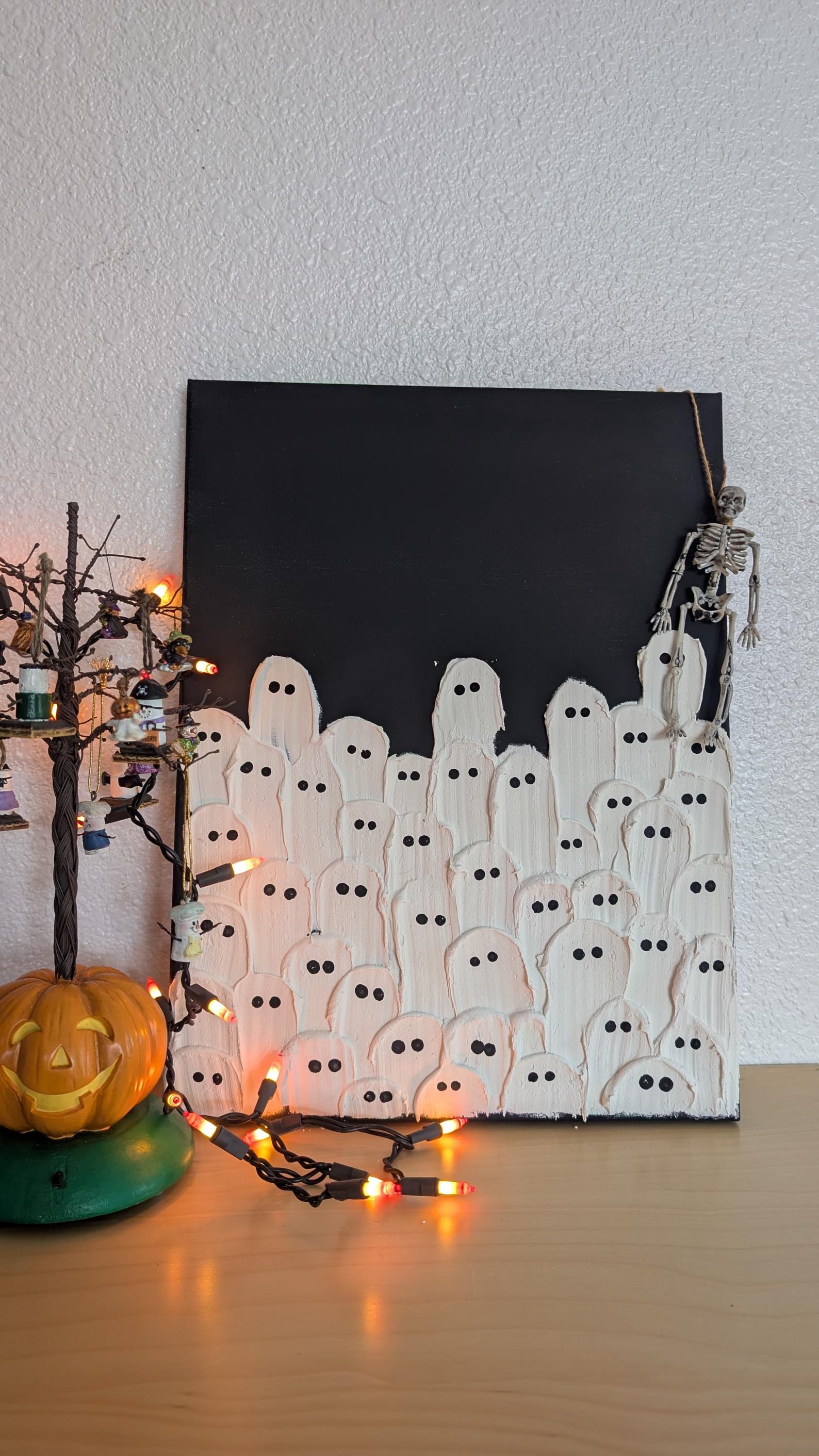 Texturized White Ghost Painting on Canvas 11x14 | Halloween Decor ...