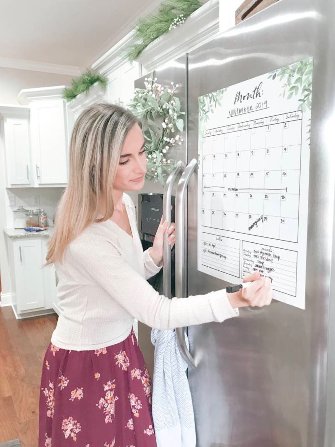 Dry Erase Whiteboard Kitchen Calendar for Fridge, Magnetic Refrigerator ...