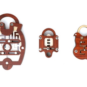 3 Escape Room Puzzle Locks Set Tricky Brain Teaser Maze Puzzle Locks ...
